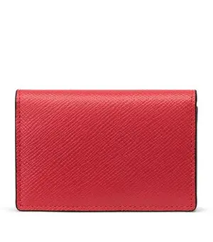 Smythson Leather Panama Folded Card Holder - Red