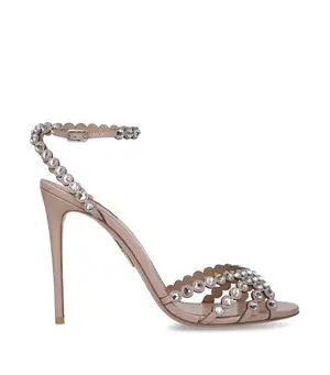 AQUAZZURA Aquazzura Crystal Embellished Tequila Sandals Pink