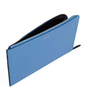 Smythson Panama Leather Slim Pouch - Blue