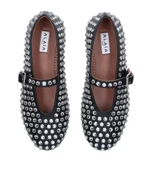 Alaïa Embellished Ballet Flats - Black