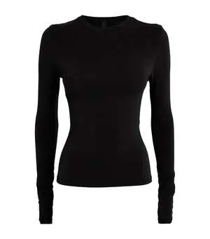 SKIMS Cotton Jersey Long-sleeved T-shirt - Black