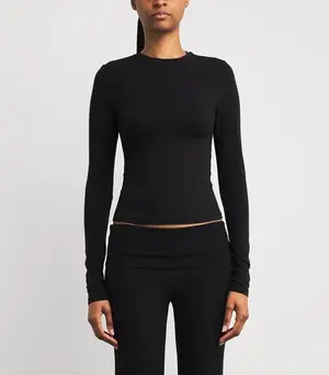 SKIMS Cotton Jersey Long-sleeved T-shirt - Black
