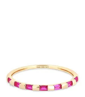 ASTRID & MIYU 14 Karat Yellow Baguette Sapphire Ring - Gold