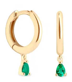 ASTRID & MIYU Yellow Hoop Earrings With Lab-grown Emeralds - Gold