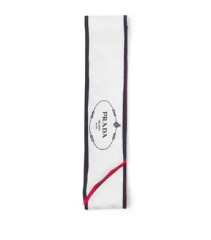 Prada Silk Twill Skinny Scarf - Neutral