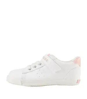 MIKI HOUSE White Leather Velcro And Lace Up Sneakers