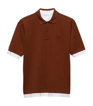 Prada Cotton Layered Polo Shirt - Brown
