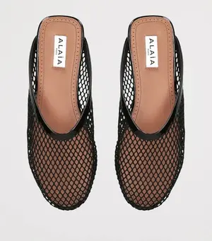 Alaïa Fishnet Mules - Black