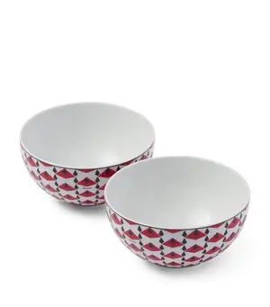 Prada Set Of 2 Porcelain Vienna Soup Bowls - Black