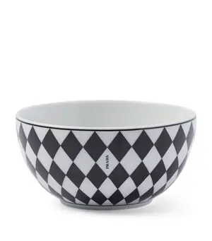 Prada Set Of 2 Porcelain Chequerboard Rice Bowls