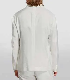 Giorgio Armani Silk-blend Single-breasted Blazer - White