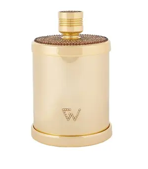 ZODIAC Cylinder Swarovski Crystal -plated Cotton Bud Jar - Gold