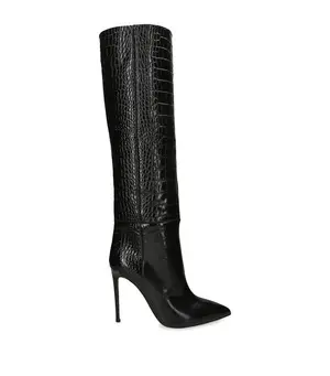 Paris Texas Croc-embossed Leather Knee-high Stiletto Boots