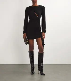 Paris Texas Croc-embossed Leather Knee-high Stiletto Boots