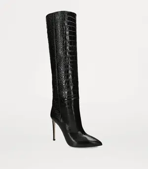 Paris Texas Croc-embossed Leather Knee-high Stiletto Boots