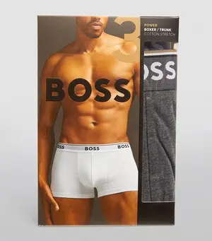BOSS Stretch-cotton Logo Trunks - Grey
