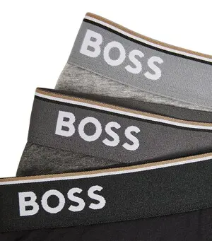BOSS Stretch-cotton Logo Trunks - Grey