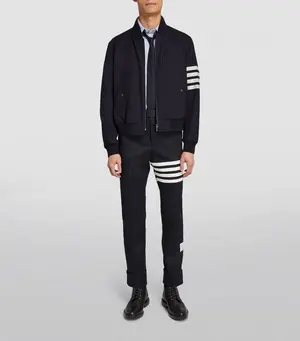 Thom Browne Wool 4-bar Stripe Bomber Jacket - Navy