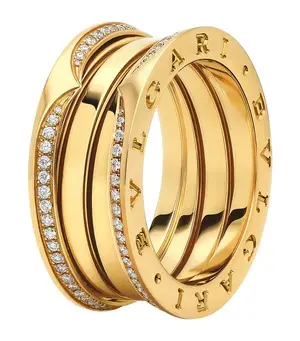BVLGARI B.zero1 Three-band Ring With Diamonds In Yellow