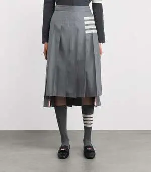Thom Browne Pleated Midi Skirt - Grey
