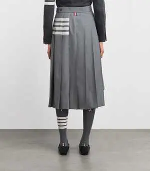 Thom Browne Pleated Midi Skirt - Grey