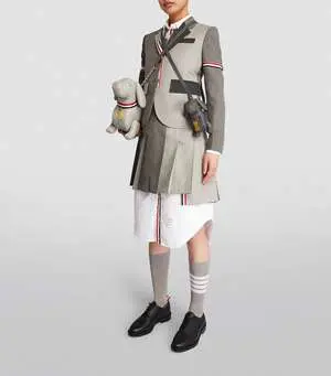 Thom Browne Pleated Mini Skirt With Tricolour Stripe Detailing