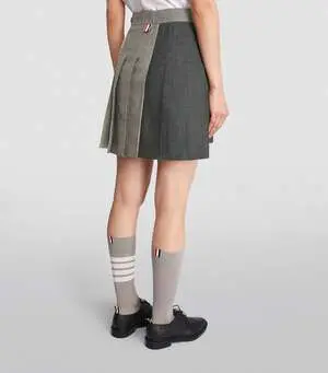 Thom Browne Pleated Mini Skirt With Tricolour Stripe Detailing