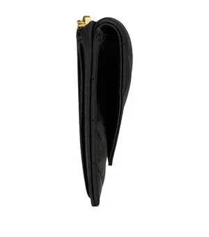 Saint Laurent Monogram Fragments Metalassé Card Holder - Black