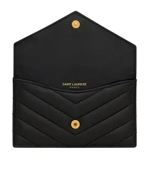 Saint Laurent Monogram Fragments Metalassé Card Holder - Black
