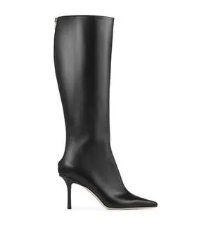 JIMMY CHOO Agathe 85 Leather Knee-high Boots - Black