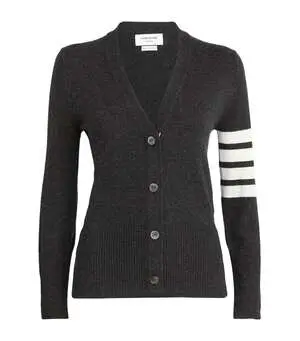 Thom Browne Four-bar Cashmere Cardigan - Grey