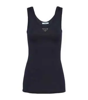 Prada Ribbed Triangle Tank Top - Blue