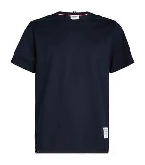 Thom Browne Cotton Name Tag T-shirt - Navy