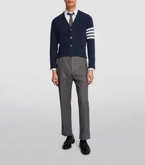 Thom Browne Cashmere Cardigan With Tricolour Stripes