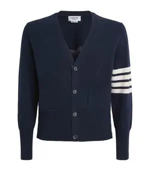 Thom Browne Virgin Wool 4-bar Stripe Cardigan - Navy