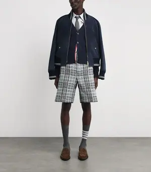 Thom Browne Virgin Wool 4-bar Stripe Cardigan - Navy