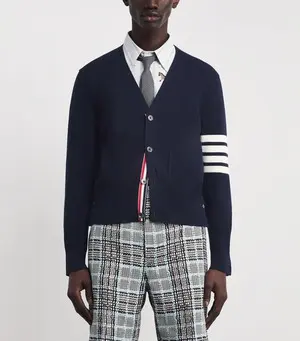 Thom Browne Virgin Wool 4-bar Stripe Cardigan - Navy