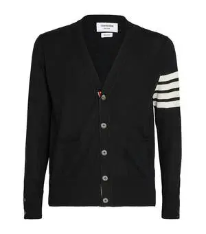 Thom Browne Merino Wool 4-bar Cardigan - Black