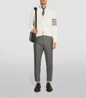 Thom Browne Cotton V-neck Cardigan With Signature Stripes