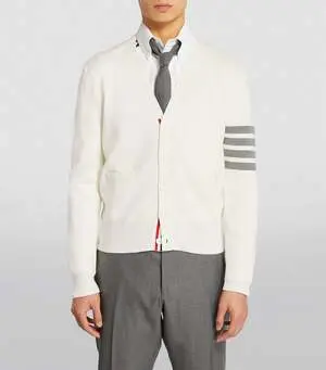 Thom Browne Cotton V-neck Cardigan With Signature Stripes