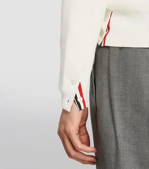 Thom Browne Cotton V-neck Cardigan With Signature Stripes