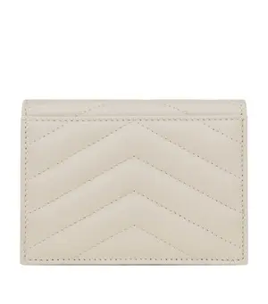 Saint Laurent Quilted Leather Monogram Wallet - White