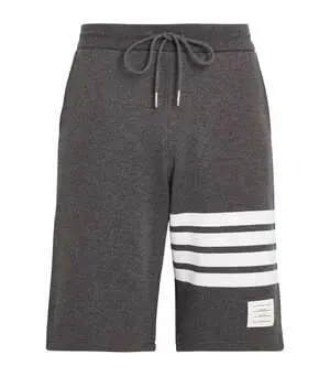 Thom Browne Four-Stripe Cotton Shorts Grey