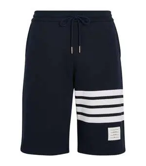 Thom Browne Four-stripe Cotton Shorts - Navy