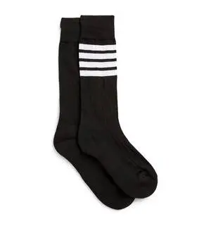 Thom Browne Striped Athletic Mid-calf Socks - Black