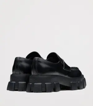 Prada Brushed Leather Monolith Loafers