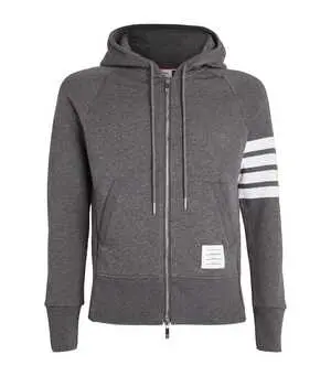 Thom Browne Four-stripe Zip-up Hoodie - Grey