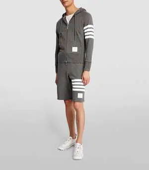 Thom Browne Four-stripe Zip-up Hoodie - Grey