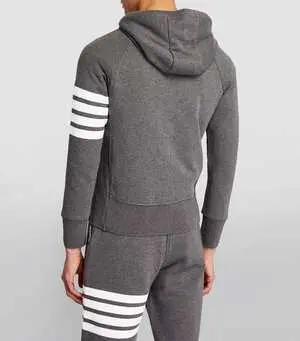 Thom Browne Four-stripe Zip-up Hoodie - Grey
