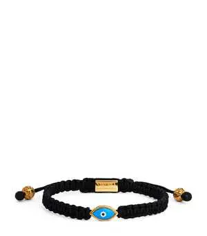 NIALAYA JEWELRY Braided Evil Eye Sterling Silver Bracelet - Black